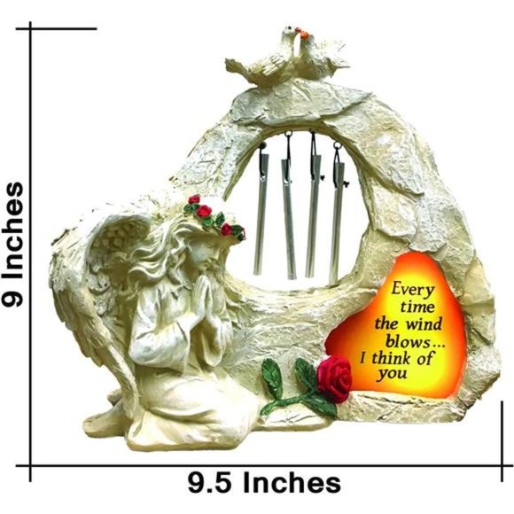 Accents | Angel Garden Statues With Solar Memorial Statue Light Brown ...